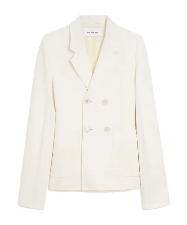 Ami Double Breasted V-neck Blazer - White Cream