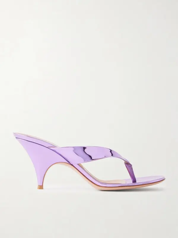 GIANVITO ROSSI Sofia 70 Mirrored-leather Thong Sandals - Purple