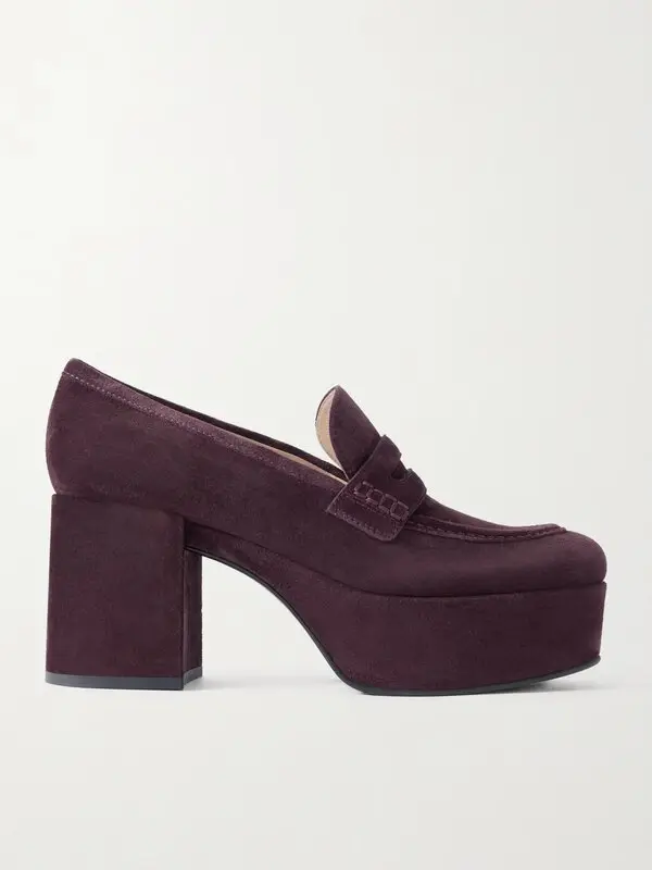 GIANVITO ROSSI Suede Platform Loafers - Black