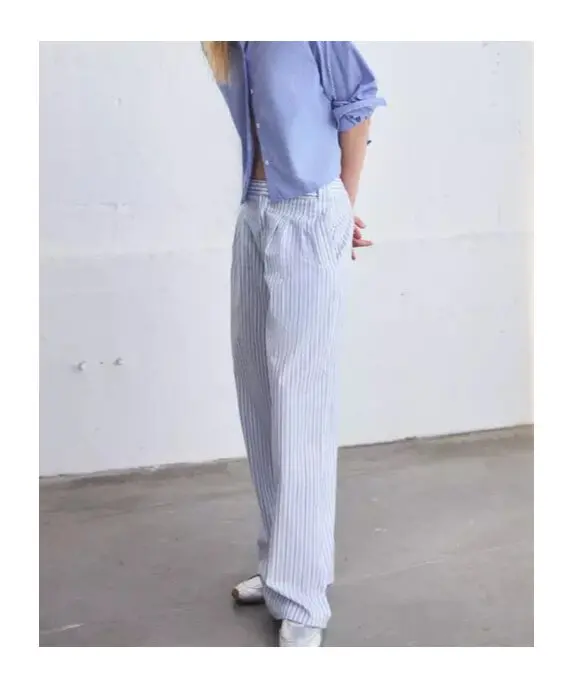 RAG  BONE Rag & Bone Striped Pleated Wide-leg Trousers