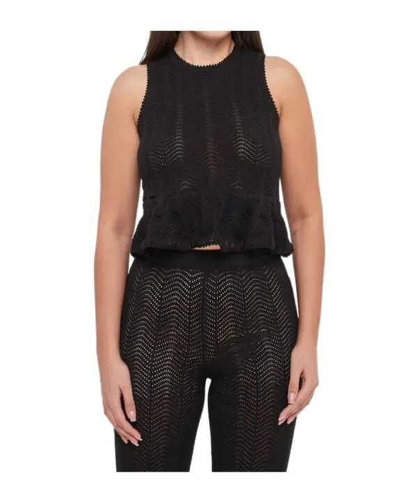 TWINSET Zigzag-knit Peplum Tank Top - Black
