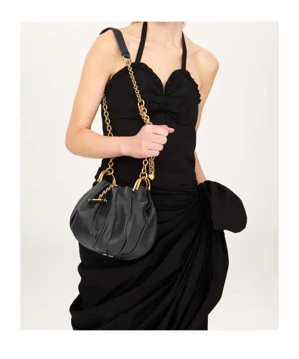 Chloé Plissé Chain Shoulder Bag - Black