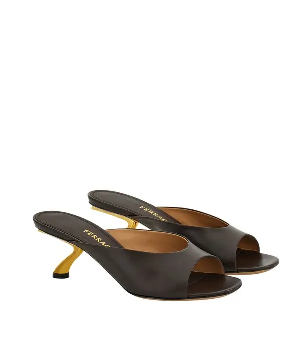 FERRAGAMO Sculptural Heel Mules - Black