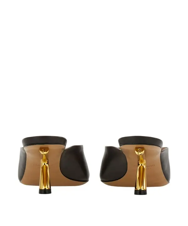 FERRAGAMO Sculptural Heel Mules - Black