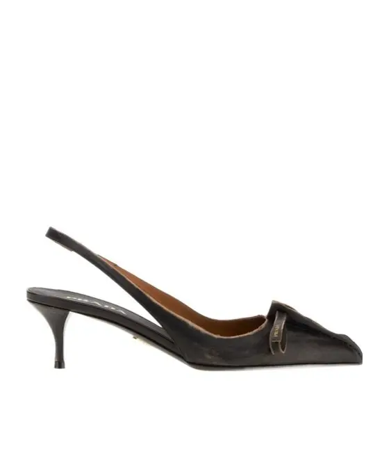 Prada Bow Detail Slingback Pumps - Black