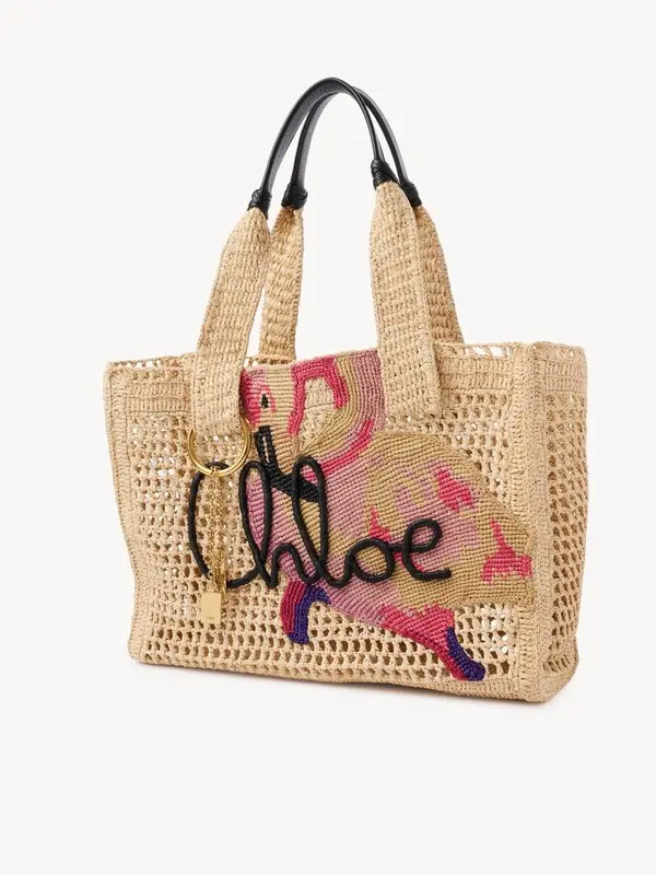Chloé Raffia And Leather Tote Bag - Nude