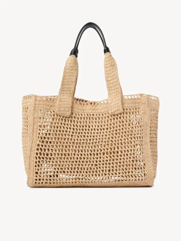 Chloé Raffia And Leather Tote Bag - Nude
