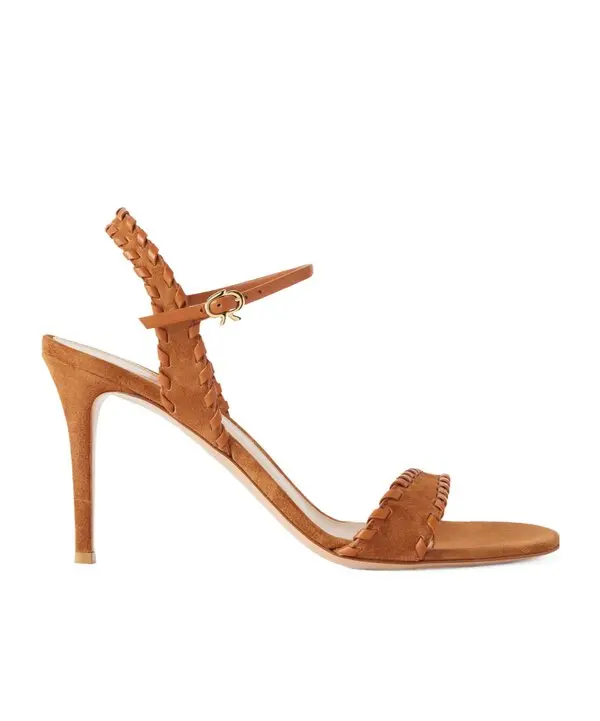 GIANVITO ROSSI Suede And Leather Whipstitched Stiletto Sandals