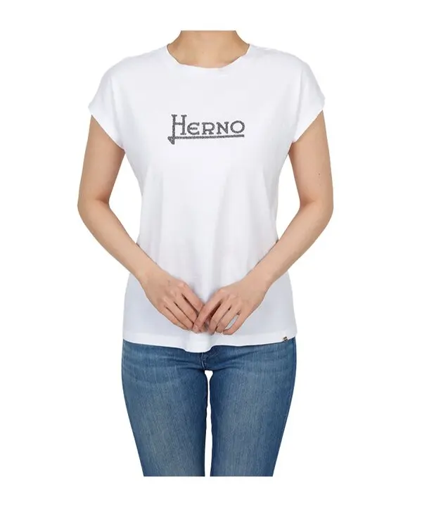 Herno Logo Embellished Crewneck T-shirt - White