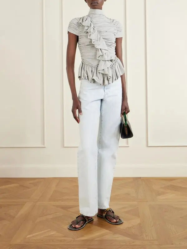 Dries Van Noten Ruffled Cotton-jersey Turtleneck Top