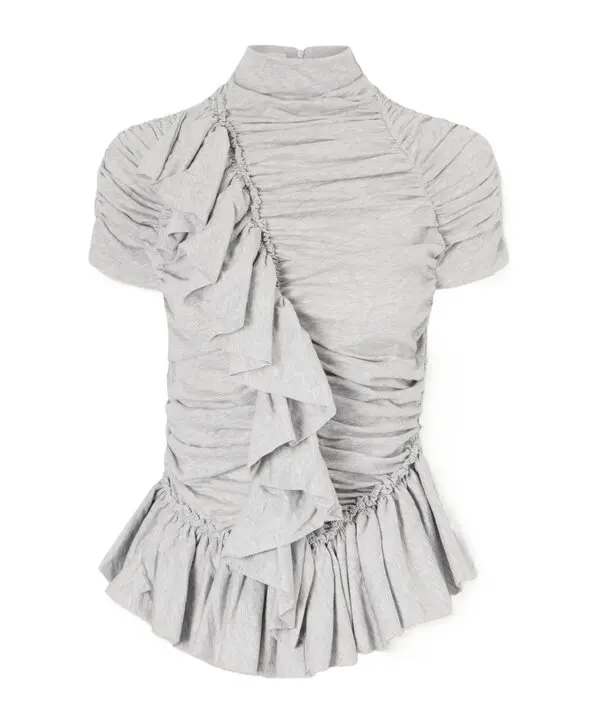 Dries Van Noten Ruffled Cotton-jersey Turtleneck Top