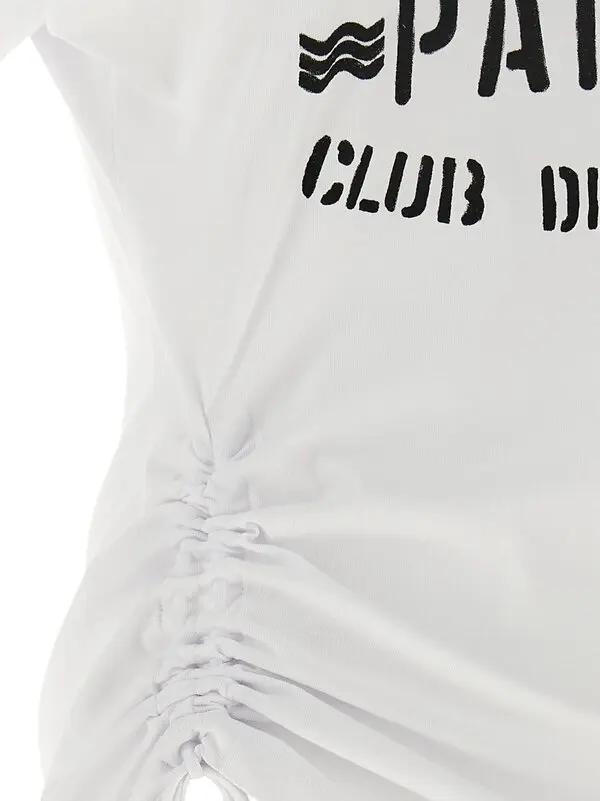 Balmain Club Print T-shirt With Drawstring Detail - White