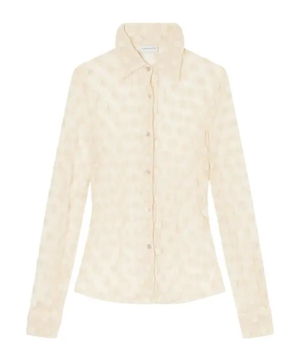 Dries Van Noten Polka-dot Cotton-blend Tulle Shirt - Off White