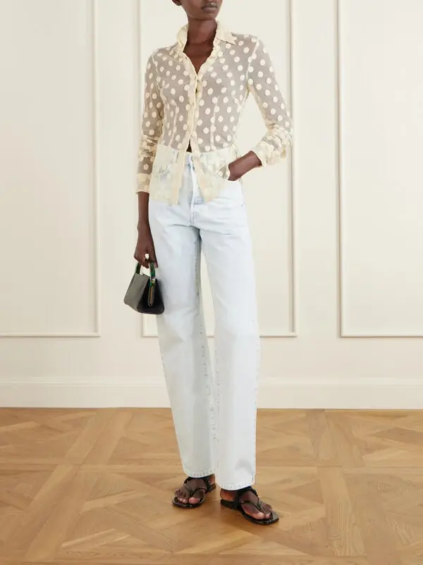 Dries Van Noten Polka-dot Cotton-blend Tulle Shirt