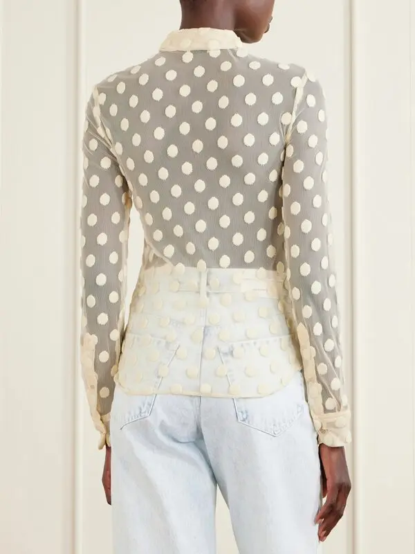 Dries Van Noten Polka-dot Cotton-blend Tulle Shirt