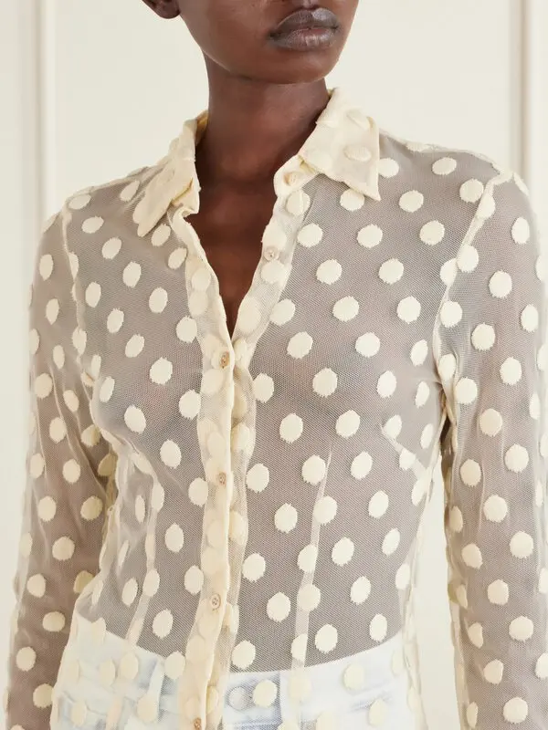 Dries Van Noten Polka-dot Cotton-blend Tulle Shirt
