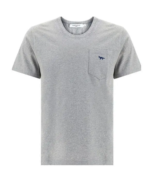 Maison Kitsuné Embroidered-logo Pocket T-shirt - Gray
