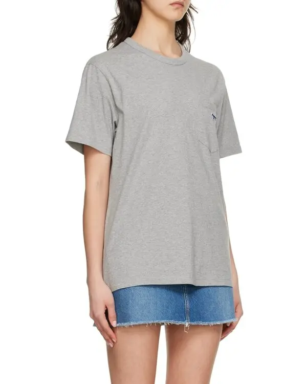 Maison Kitsuné Embroidered-logo Pocket T-shirt - Gray