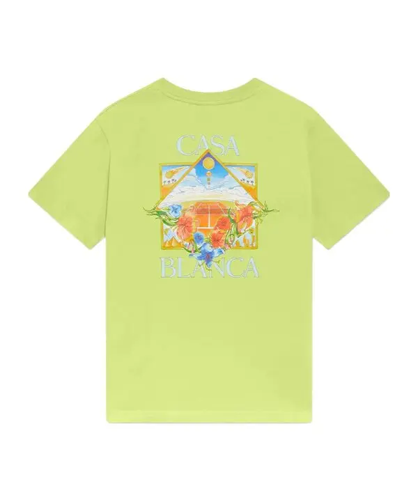 Casablanca Flower Court Crewneck T-shirt - Lime Green