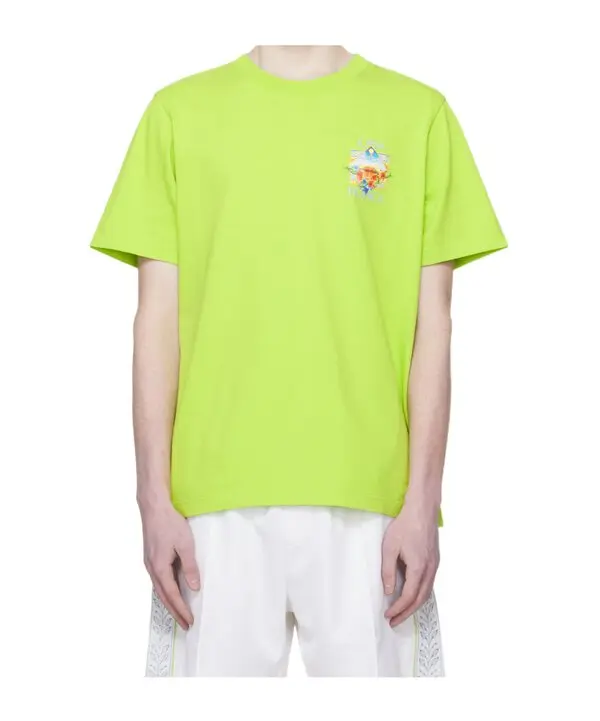 Casablanca Flower Court Crewneck T-shirt - Lime Green