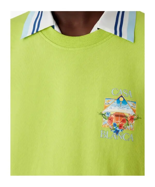 Casablanca Flower Court Crewneck T-shirt - Lime Green