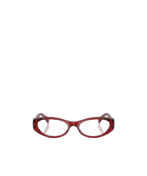 Miu Miu Oval Frame Full Rim Eyeglasses - Red