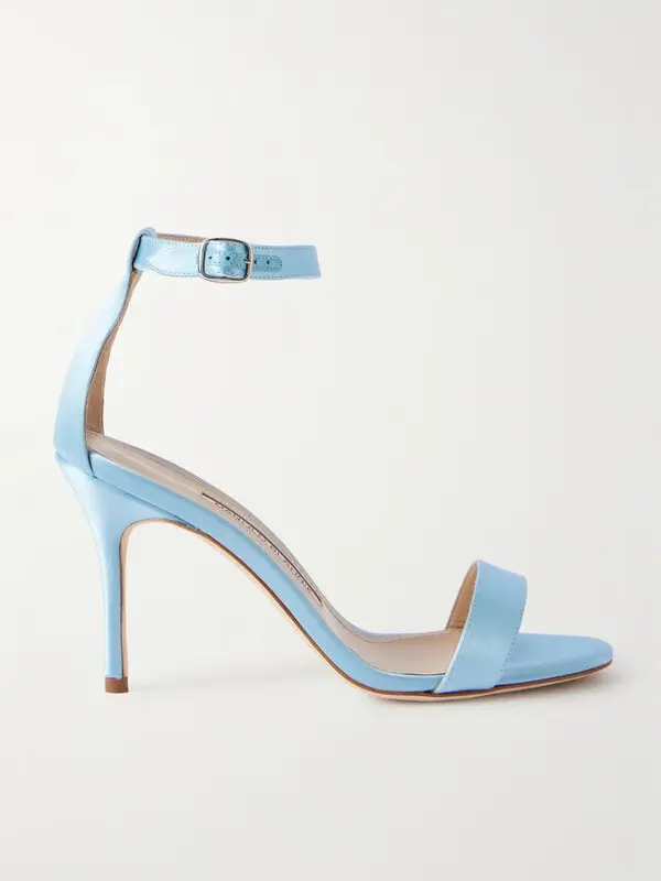 Manolo Blahnik Chaos 90 Satin Sandals - Blue