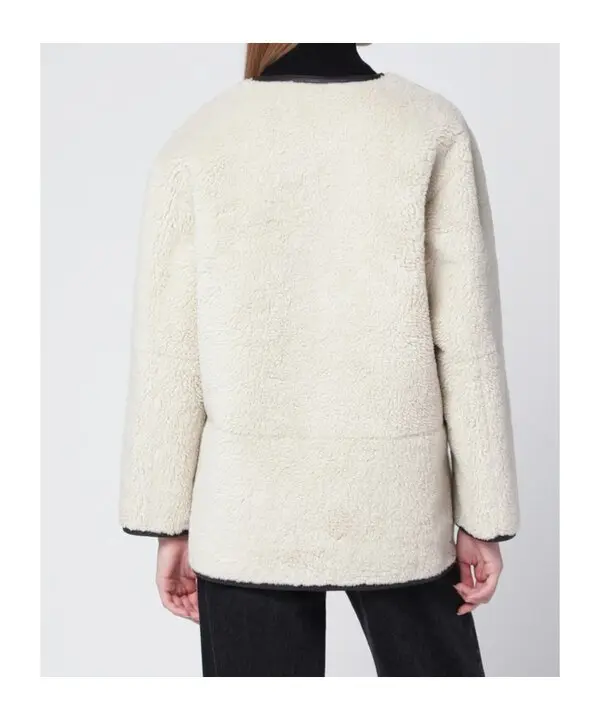 DUNST Toggle-front Sherpa Jacket With Leather Trim