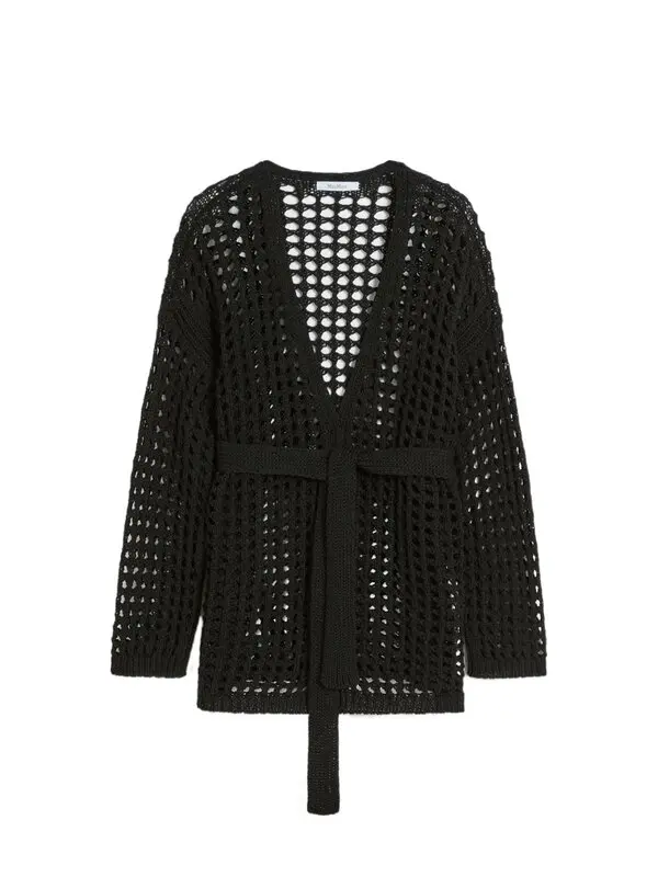 Max Mara Gelo Open-knit Belted Cardigan - Black