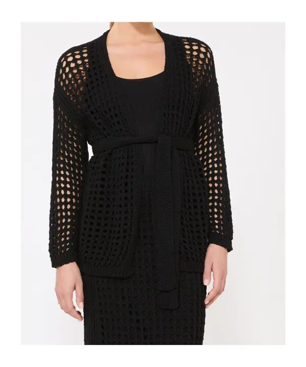Max Mara Gelo Open-knit Belted Cardigan - Black