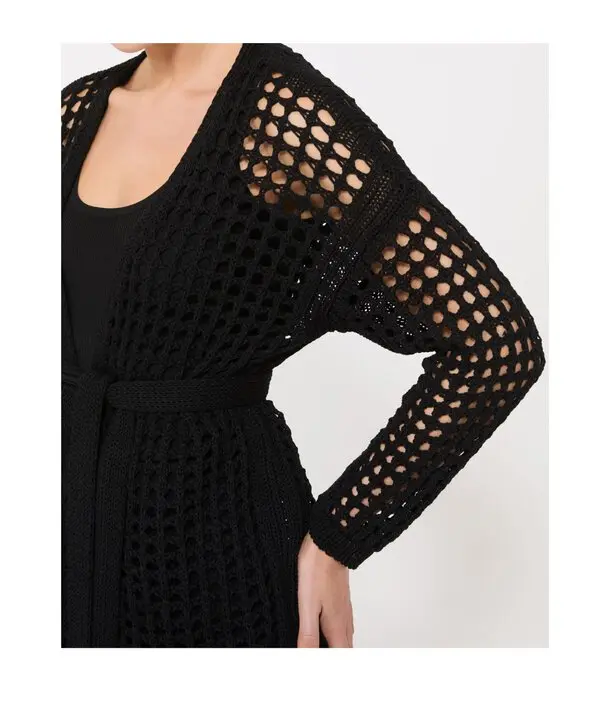 Max Mara Gelo Open-knit Belted Cardigan - Black