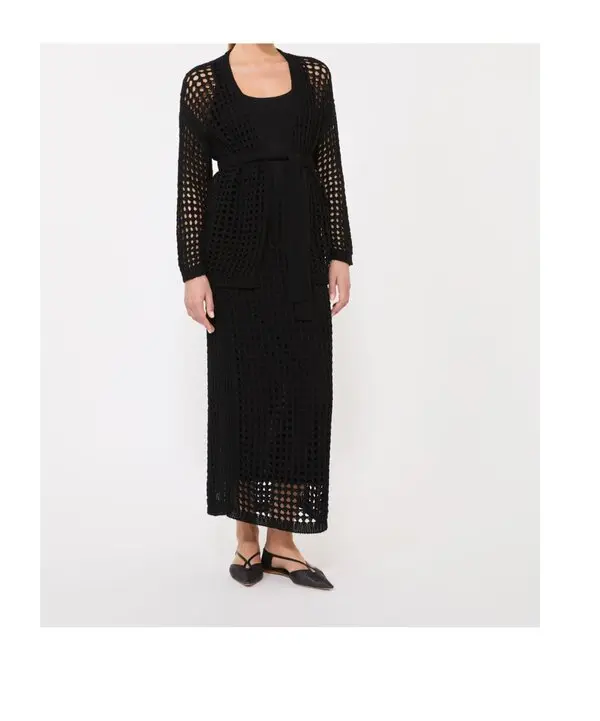 Max Mara Gelo Open-knit Belted Cardigan - Black