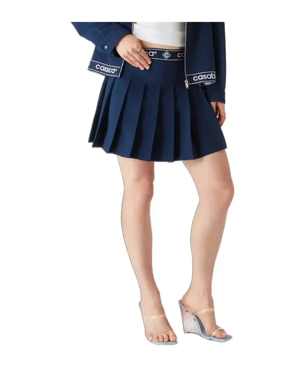 Casablanca Pleated Mini Skirt With Logo Waistband