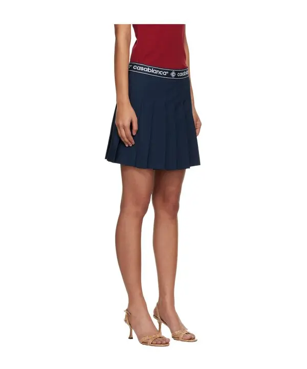 Casablanca Pleated Mini Skirt With Logo Waistband