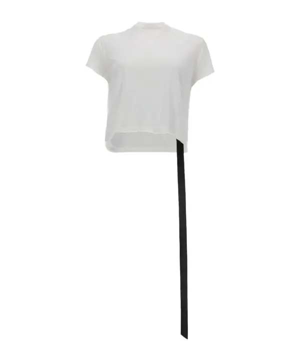 Rick Owens Short Sleeve Top With Ribbed Details - White