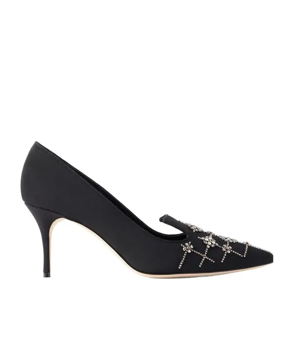 Manolo Blahnik Embellished Crepe De Chine Pumps