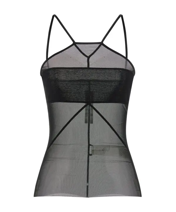 Rick Owens Sleeveless Top With Geometric Lines - Black