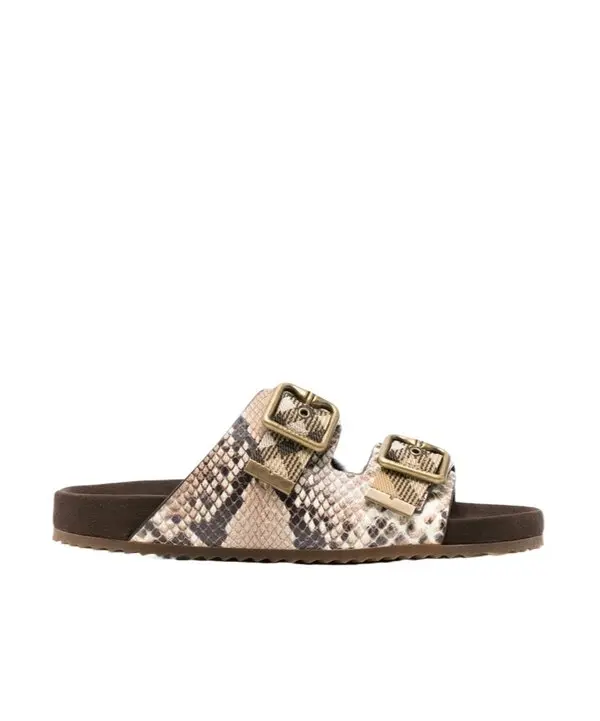 Burberry Printed Check-strap Sandals - Brown