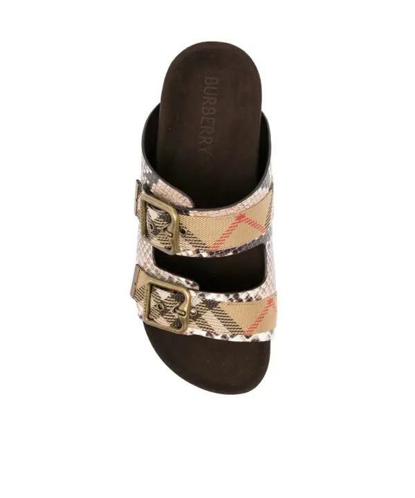 Burberry Printed Check-strap Sandals - Brown