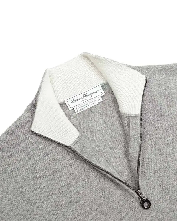 FERRAGAMO Semi-zipper Knit Sweater - Gray