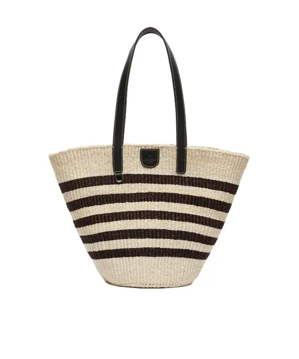 Max Mara Striped Woven Tote Bag - Nude