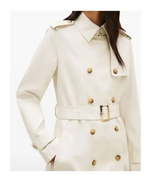 Tommy Hilfiger Double-breasted Belted Cotton Trench Coat - Light Silt
