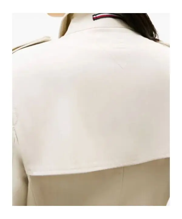Tommy Hilfiger Double-breasted Belted Cotton Trench Coat - Light Silt
