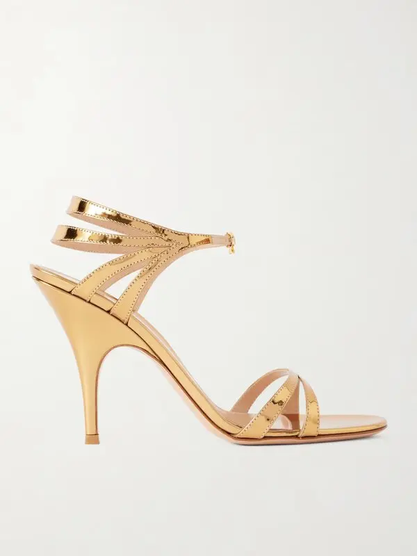 GIANVITO ROSSI Mirrored Leather Sandals - Nude