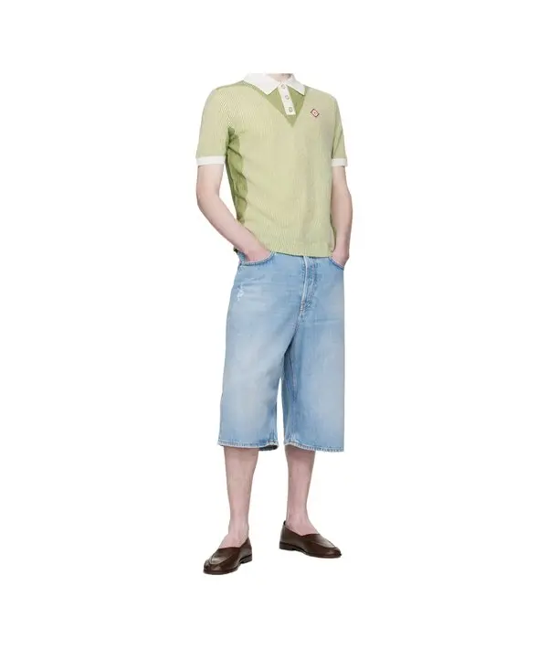 Casablanca Vertical Stripe Knit Polo Shirt