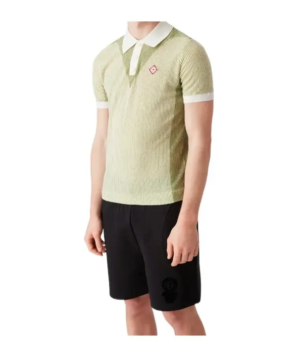 Casablanca Vertical Stripe Knit Polo Shirt