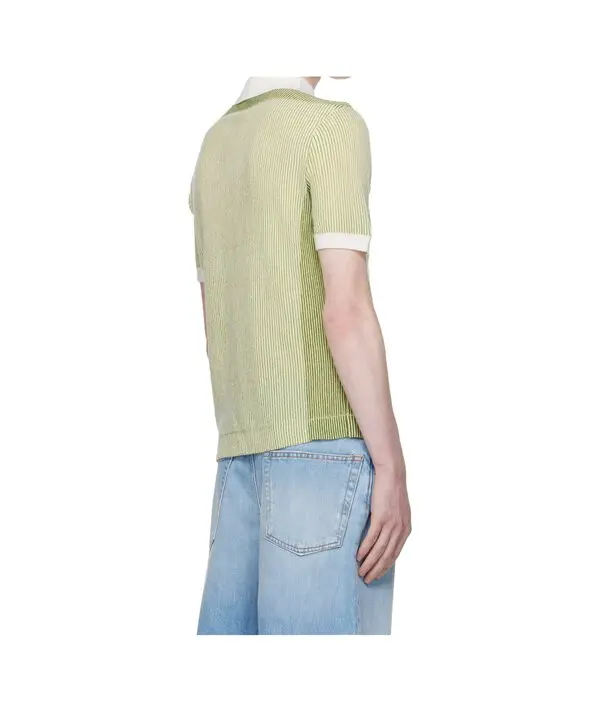 Casablanca Vertical Stripe Knit Polo Shirt