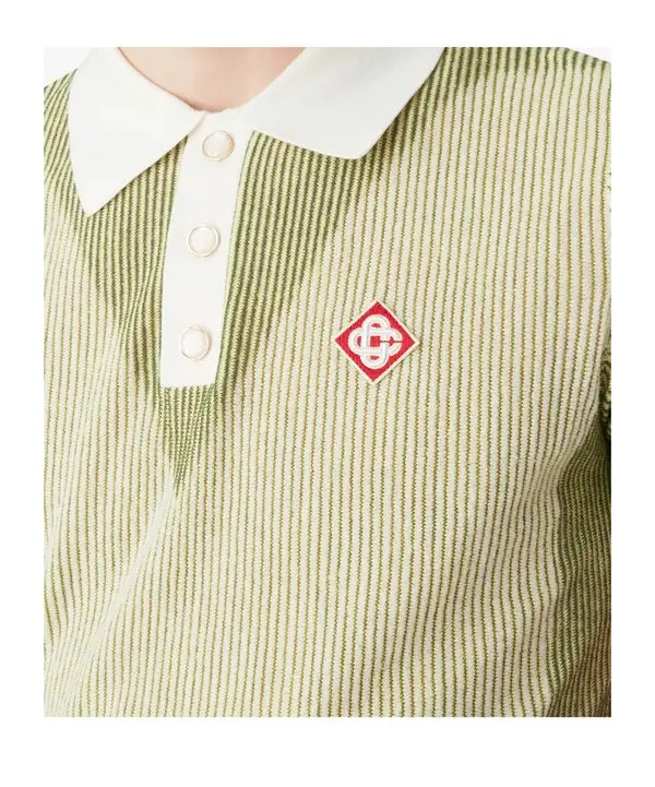 Casablanca Vertical Stripe Knit Polo Shirt
