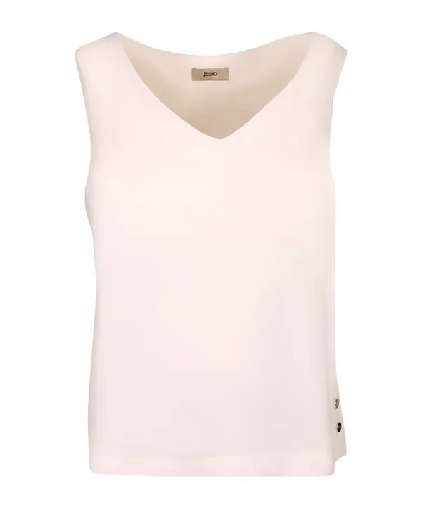 Herno Sleeveless V-neck Top With Silver-tone Hardware - Pink