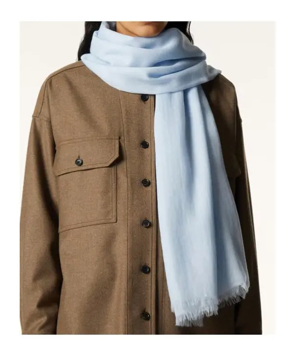 Loro Piana Unique Stole With Hand-stitched Rolled Edges And Tassel Trim - Tradewind